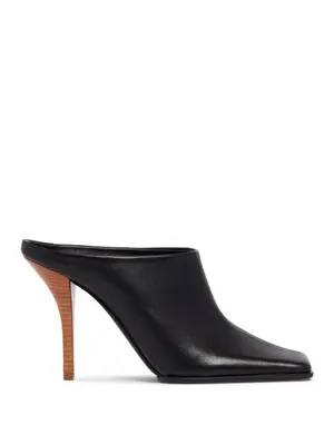 Alaïa Squared Toe Leather Mules - Black
