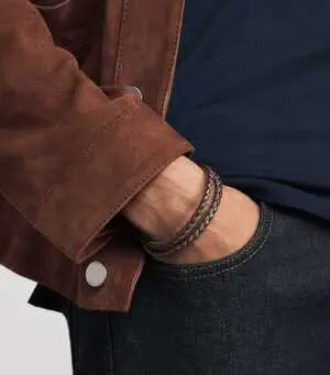 Tateossian Leather Braided Bracelet - Brown