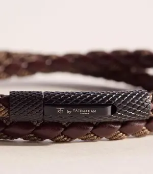 Tateossian Leather Braided Bracelet - Brown