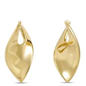 Toscano 14k Yellow Gold Long Ribbon Hoop Earrings - Yg