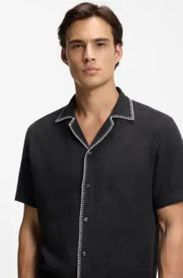Hugo Relaxed-fit Shirt In Cotton Seersucker