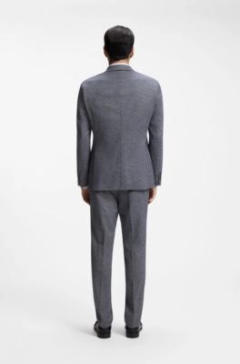 BOSS Two-piece Regular-fit Suit In Stretch Boucl - Dark Blue