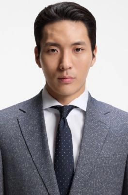 BOSS Two-piece Regular-fit Suit In Stretch Boucl - Dark Blue