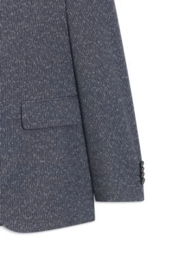 BOSS Two-piece Regular-fit Suit In Stretch Boucl - Dark Blue