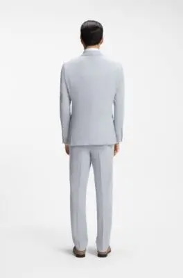 BOSS Two-piece Regular-fit Suit In Stretch Boucl - Light Blue