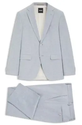 BOSS Two-piece Regular-fit Suit In Stretch Boucl - Light Blue