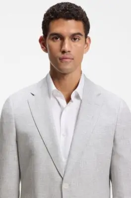 BOSS Slim-fit Puppytooth Blazer - Light Grey