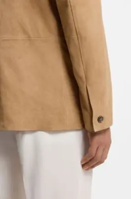BOSS Suede Blazer With Amf Stitching - Beige
