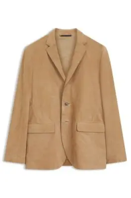 BOSS Suede Blazer With Amf Stitching - Beige