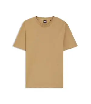 BOSS Bubble-jacquard Structure T-shirt In A Cotton Blend Beige