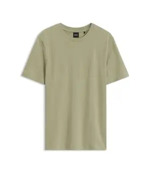 BOSS Bubble-jacquard Structure T-shirt In A Cotton Blend Khaki
