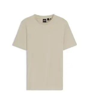 BOSS Bubble-jacquard Structure T-shirt In A Cotton Blend Light Beige