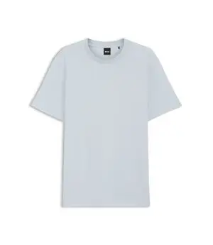 BOSS Bubble-jacquard Structure T-shirt In A Cotton Blend - Light Blue