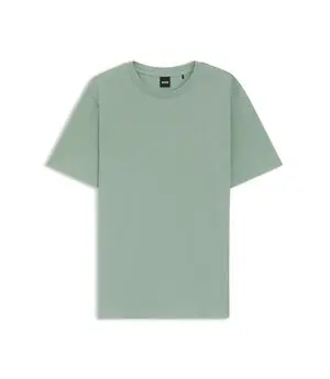 BOSS Bubble-jacquard Structure T-shirt In A Cotton Blend Light Green