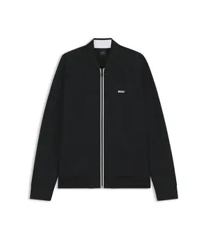 BOSS Triangle-jacquard Zip-up Sweatshirt With Rubberized Logo - Black