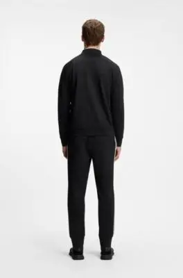 BOSS Triangle-jacquard Zip-up Sweatshirt With Rubberized Logo - Black