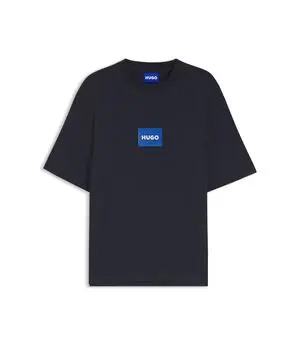 Hugo Logo-print T-shirt In Cotton Jersey - Dark Blue