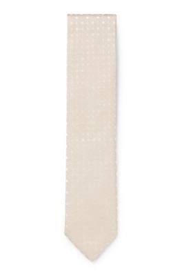 BOSS Jacquard-pattern Silk-blend Tie - Light Beige