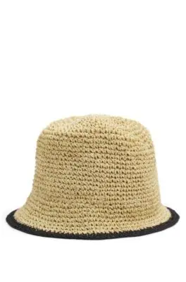 Hugo Raffia Bucket Hat With Logo