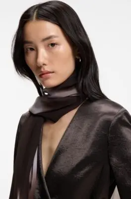 BOSS Chiffon Shawl With Logo Rivet