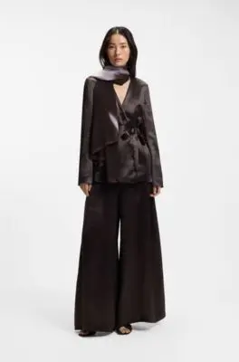 BOSS Chiffon Shawl With Logo Rivet