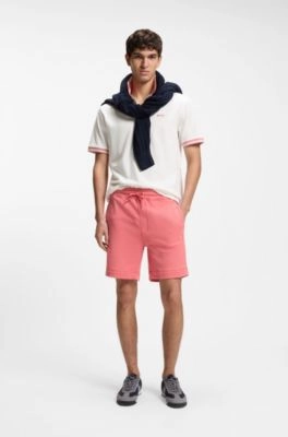 BOSS Cotton-jersey Polo Shirt With Stripe Trims - White