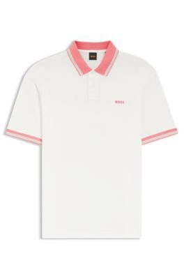 BOSS Cotton-jersey Polo Shirt With Stripe Trims - White