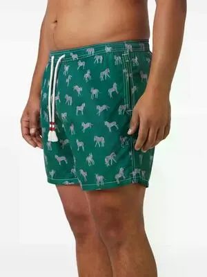 MC2 SAINT BARTH Zebra-print Swim Shorts - Green