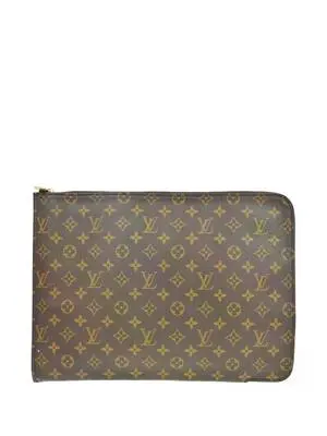 LOUIS VUITTON 1995 Monogram Poche Documents - Brown