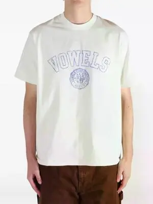 VOWELS Collegiate Logo-print Distressed T-shirt