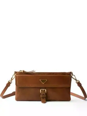 Prada Nappa Leather Wallet With Shoulder Strap - Brown