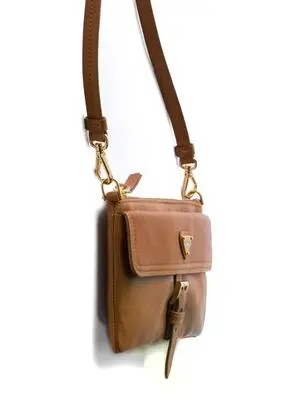 Prada Nappa Leather Wallet With Shoulder Strap - Brown