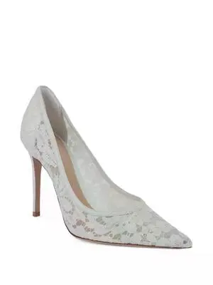 GIANVITO ROSSI Claudia Floral-lace Pointed-toe Heeled Pumps - White