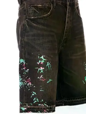 PURPLE BRAND Paint-splatter Denim Shorts