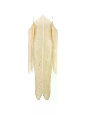 BLESS Pelta Fringed Halterneck Maxi Dress