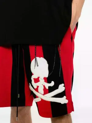 MASTERMIND WORLD Skull-patch Striped Shorts