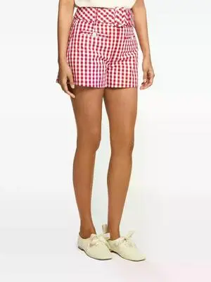 Cinq À Sept Allie Gingham Belted Mini Shorts