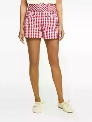Cinq À Sept Allie Gingham Belted Mini Shorts