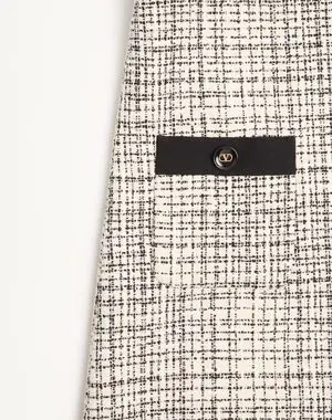 Valentino Garavani Square Tweed Short Dress With Crepe Couture Edges - Vanilla/black