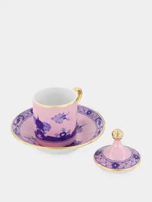 GINORI 1735 Oriente Italiano Azalea Coffee Cup With Cover - Pink