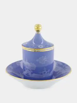 GINORI 1735 Oriente Italiano Coffee Cup With Cover - Blue