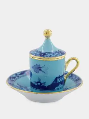 GINORI 1735 Oriente Italiano Coffee Cup With Cover And Saucer - Blue