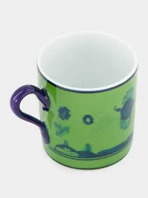 GINORI 1735 Oriente Italiano Malachite Coffee Cup With Cover And Saucer - Green
