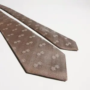 Gucci Horsebit Silk Jacquard Tie - Beige