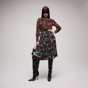 Gucci Lady Lunetta Small Shoulder Bag In Flora Coated Canvas - Black