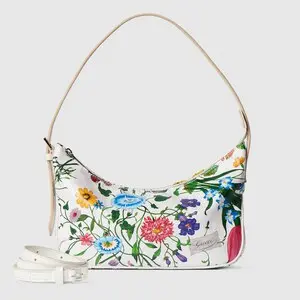 Gucci Lady Lunetta Small Shoulder Bag In Flora Coated Canvas