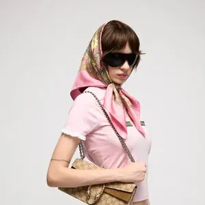 Gucci Printed Gg Silk Twill Carr - Pink