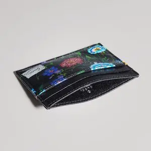 Gucci Flora-motif Card Case Fabric - Black