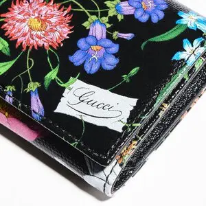 Gucci Flora-motif Bi-fold Card Case Fabric - Black