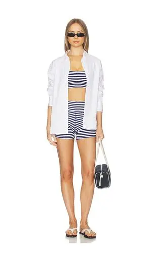 Strut This The Jolie Sports Bra In Navy - Navy Stripe